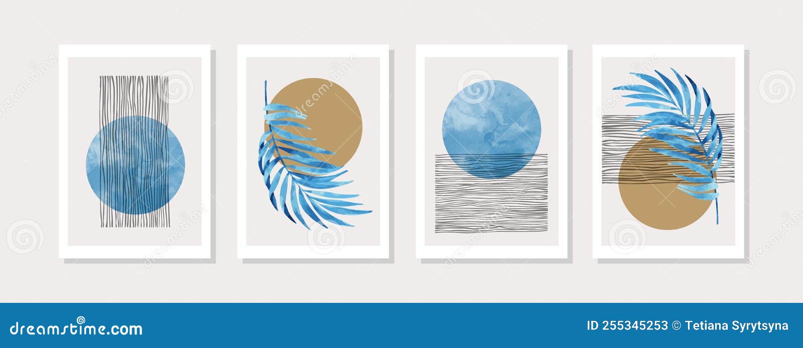 Modern Illustration: Tropical Palm Leaf, Geometry Elements for Minimal ...