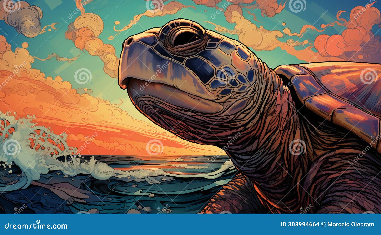 Modern Illustration of a Turtle. Close-up Portrait Style Stock ...