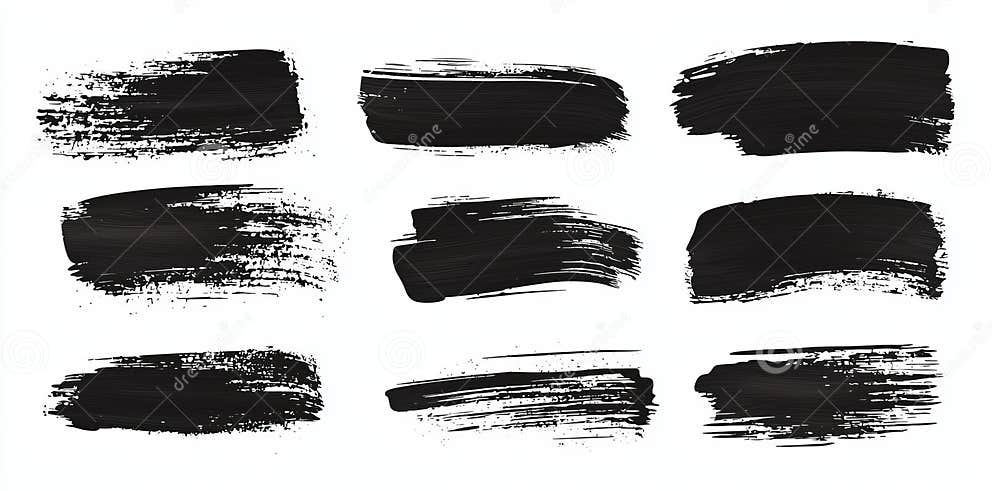 A Modern Illustration Using Different Ink Paint Brush Strokes Isolated ...
