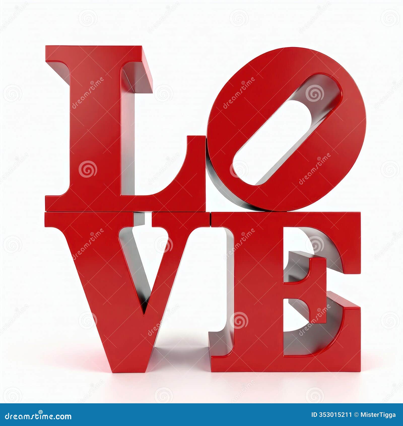 A Modern Image Featuring the Word LOVE in Bold, Gradient 3D Red Letters ...