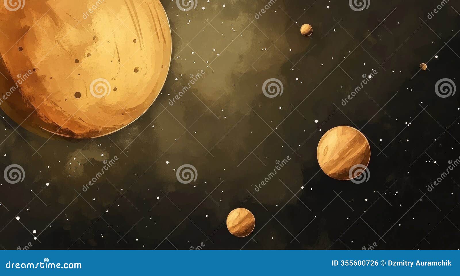 A Modern Image Showing a Celestial Alignment of Planets, Stars, and ...