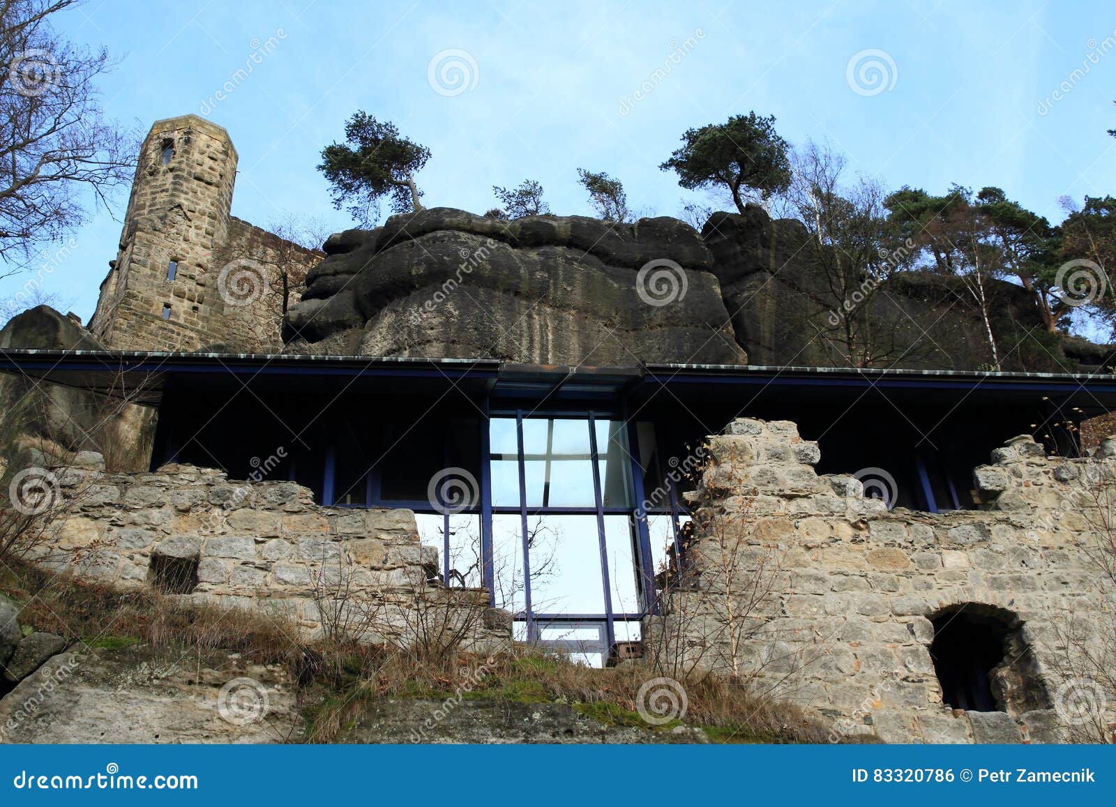 Modern Inbuild in Oybin Castle and Monastery Stock Photo - Image of ...