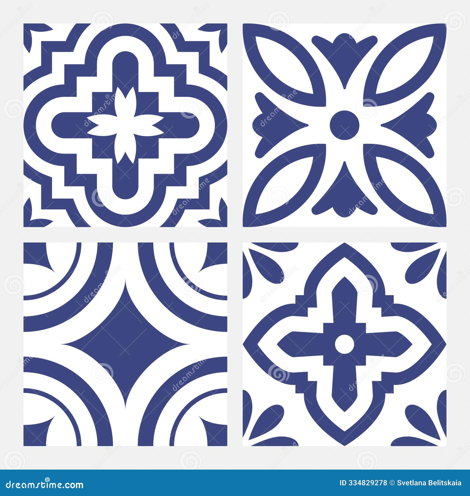 Modern Indigo Seamless Tiles Stock Vector - Illustration of motif ...