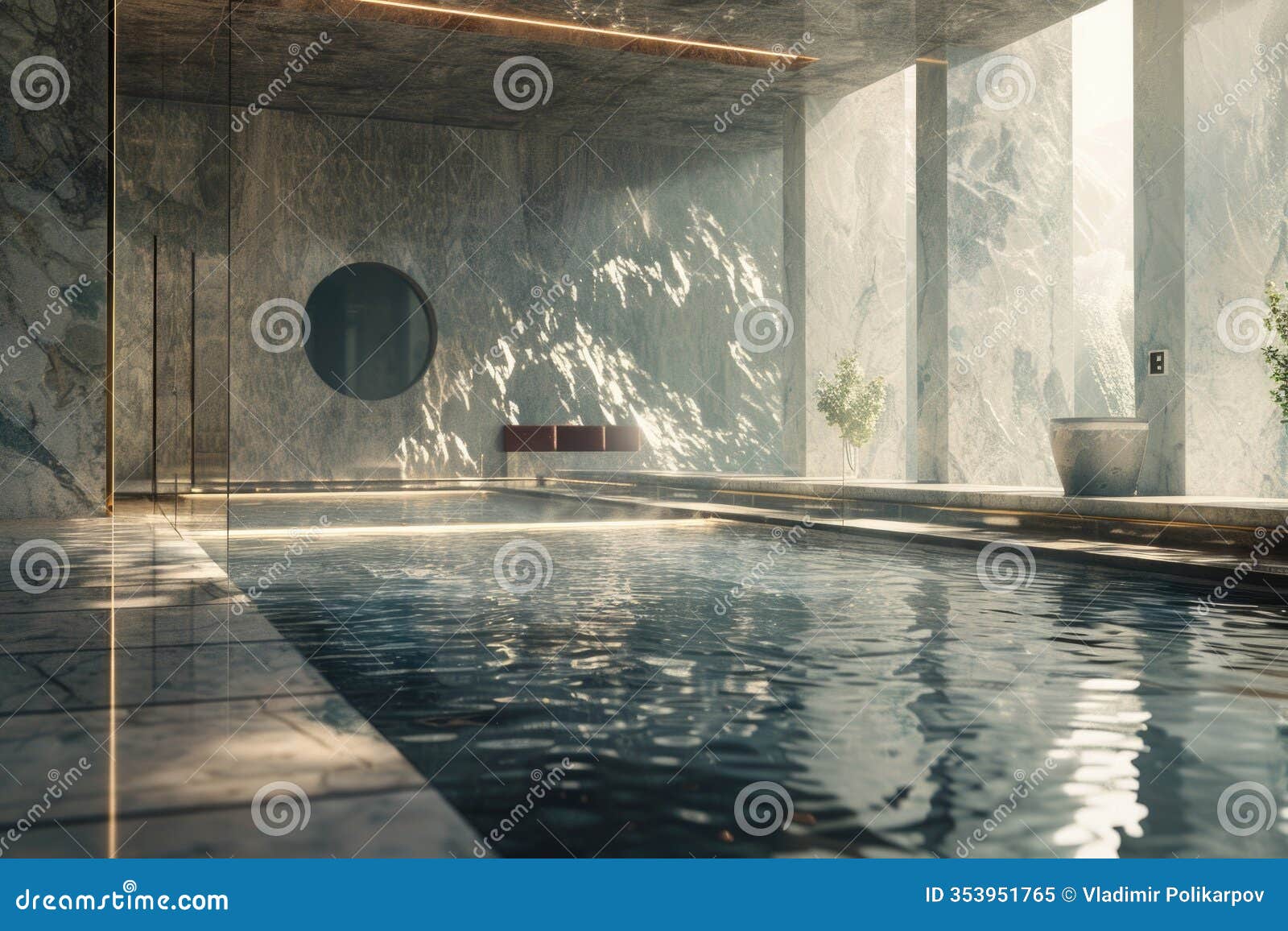 Modern Indoor Pool with Unique Circular Window, Perfect for ...