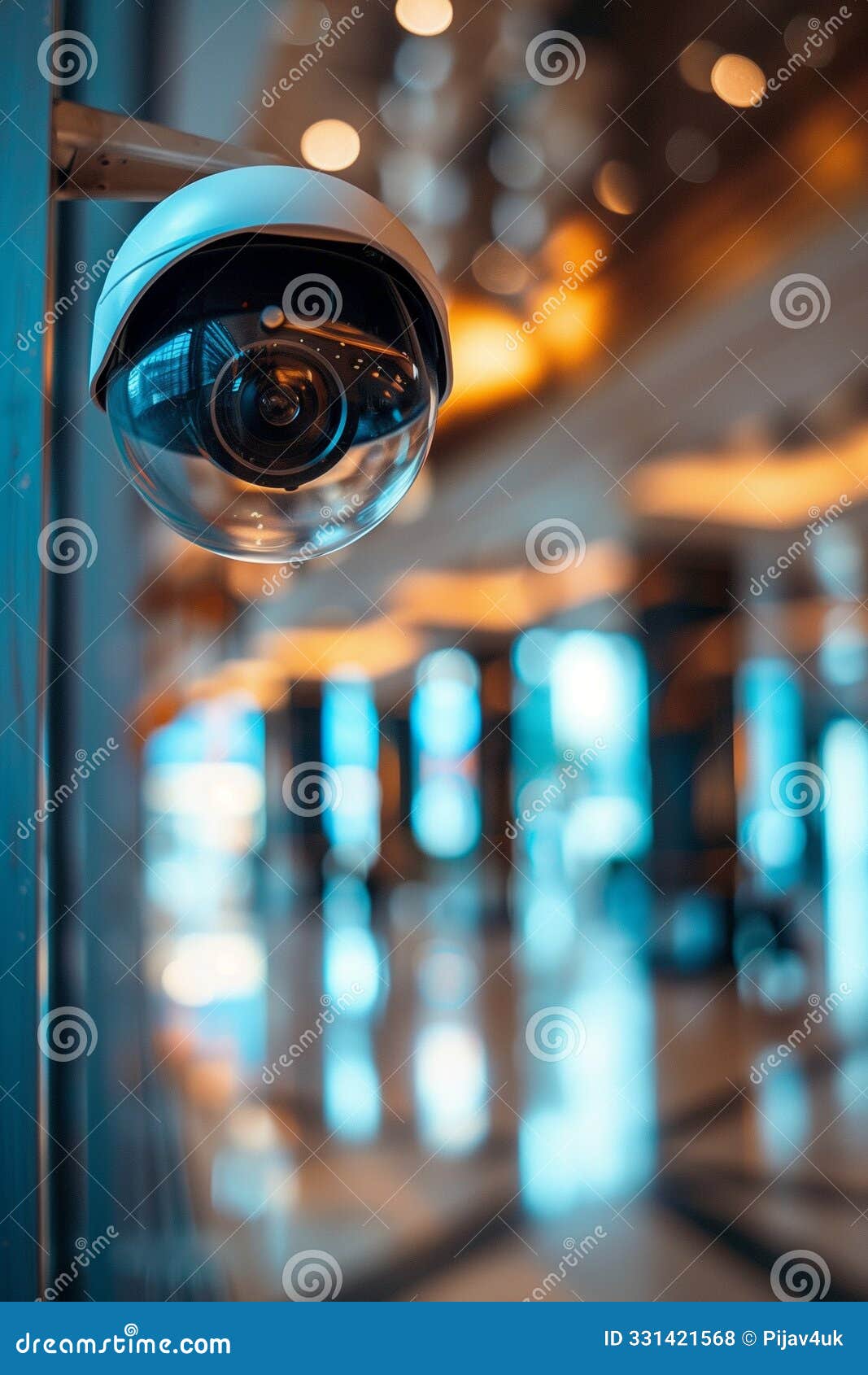Modern Indoor Security Camera, Cctv Dome in Blur Background for ...