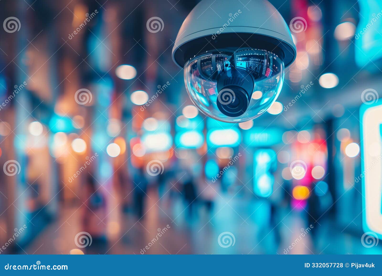 Modern Indoor Security Camera, Cctv Dome in Blur Background for ...