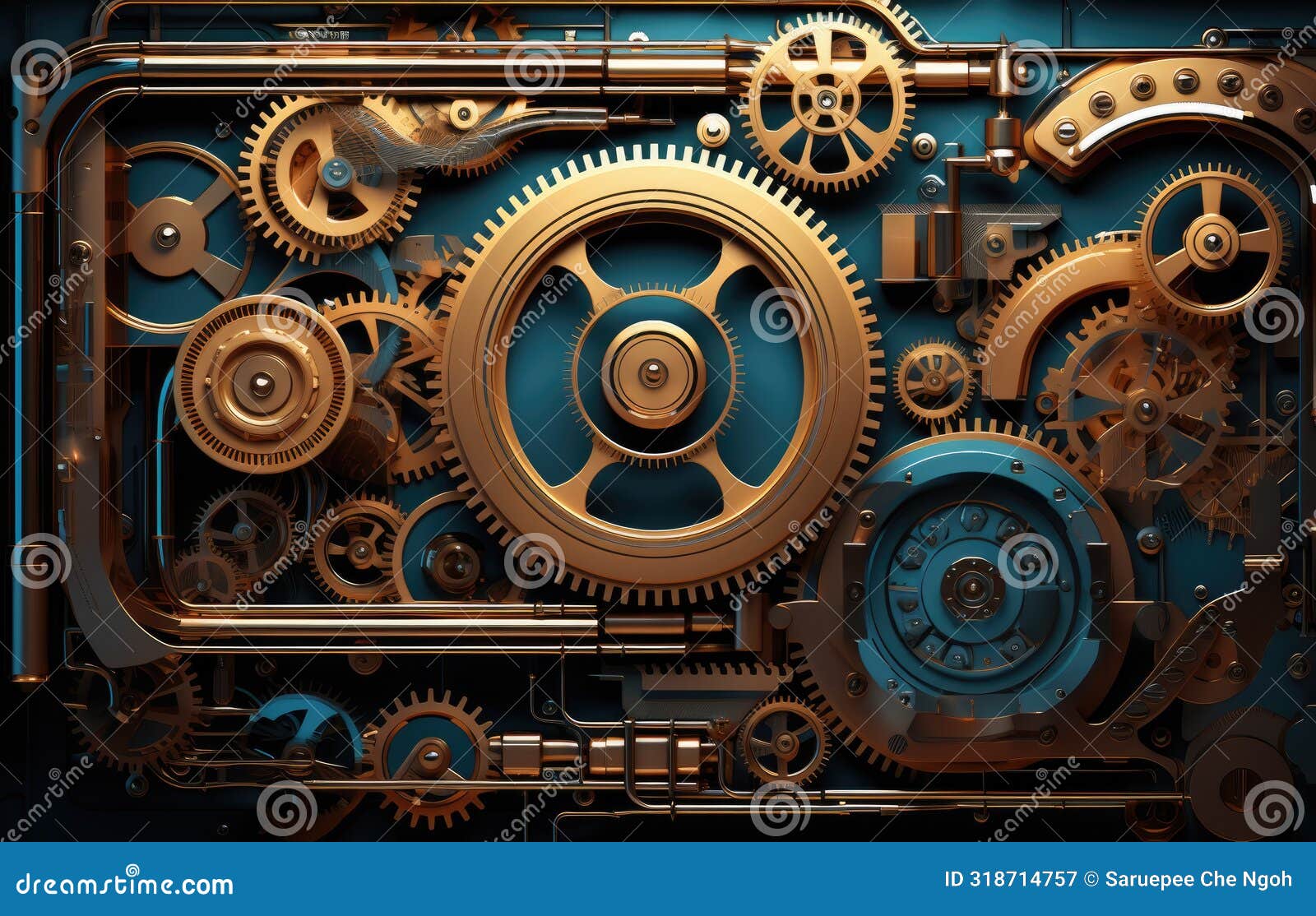 Modern Industrial Abstract Evolution of Manufacturing Mechanical Gears ...