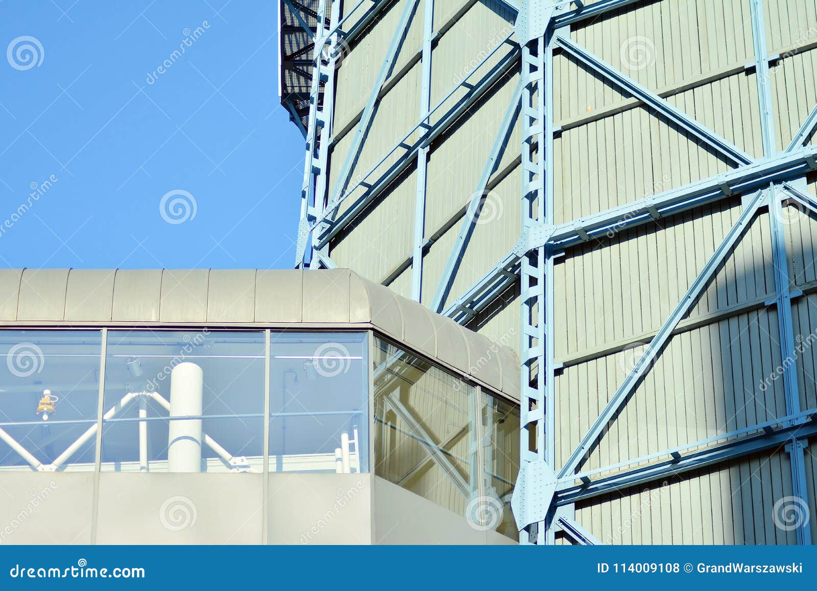 Modern Industrial Building with a High Chimney Stock Photo - Image of ...