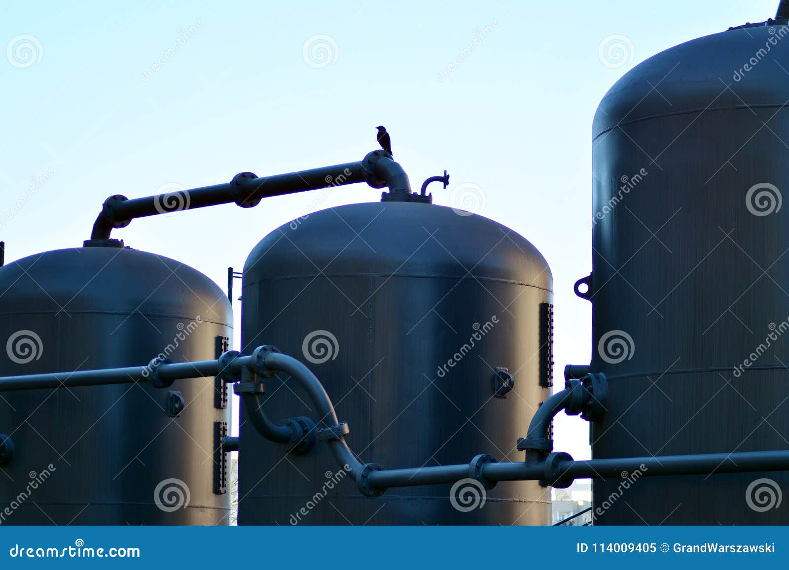 Modern Industrial Building with a High Chimney Stock Image - Image of ...