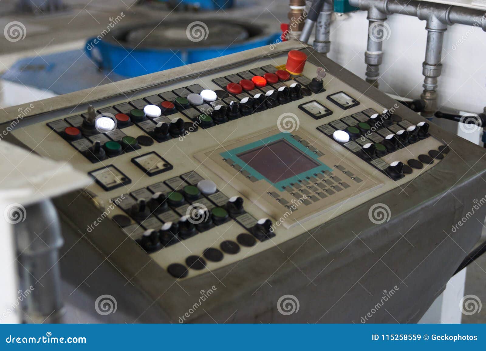Modern Industrial Control Panel with Buttons Stock Image - Image of ...