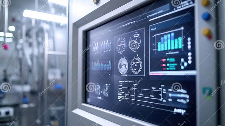 Modern Industrial Control Panel Displaying Real Time Data in a ...