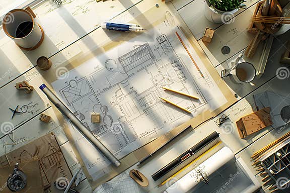 Modern Industrial Design. Architectural Drafting Table for Interior ...