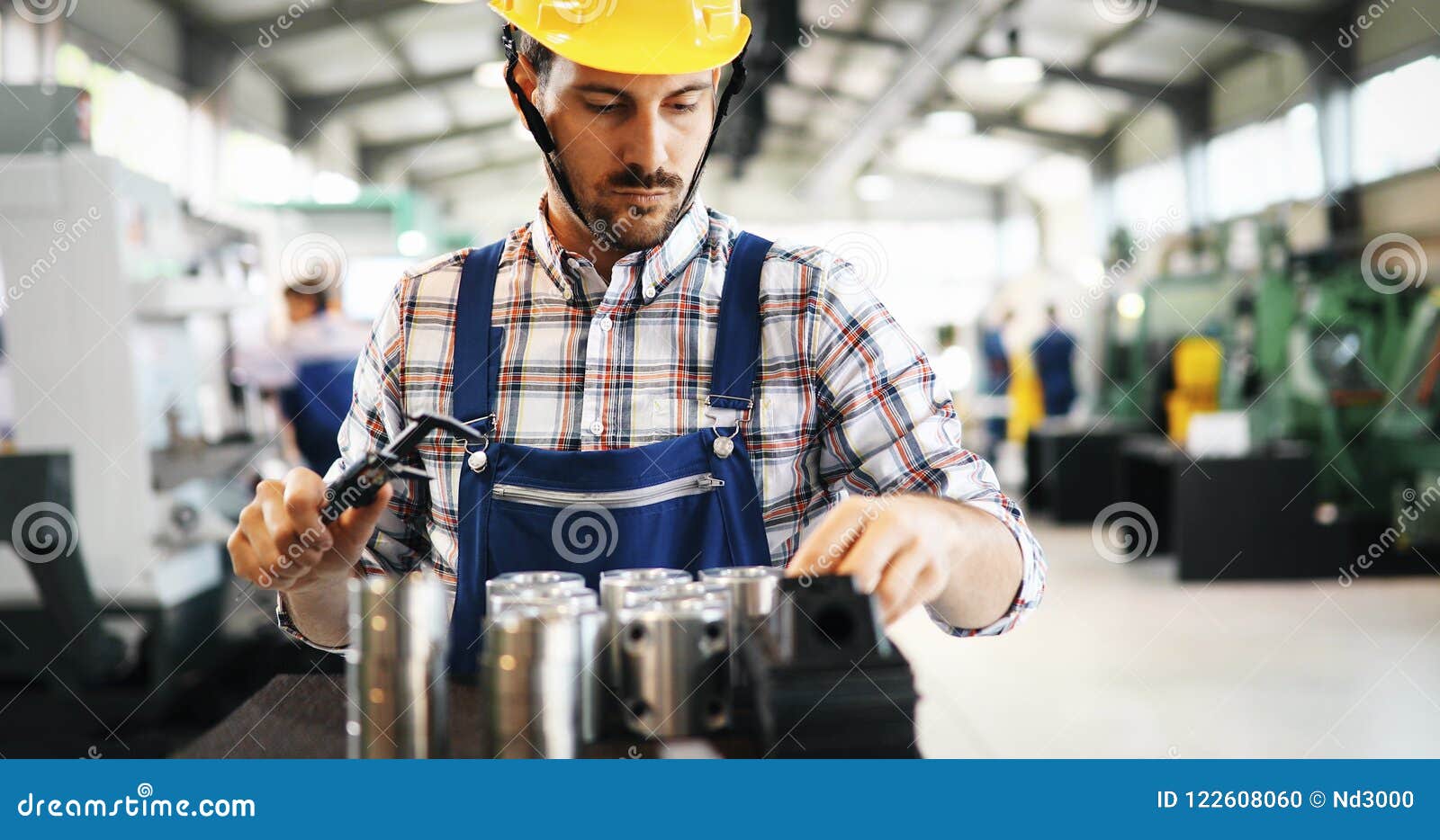 Modern Industrial Machine Operator Working in Factory Stock Photo ...