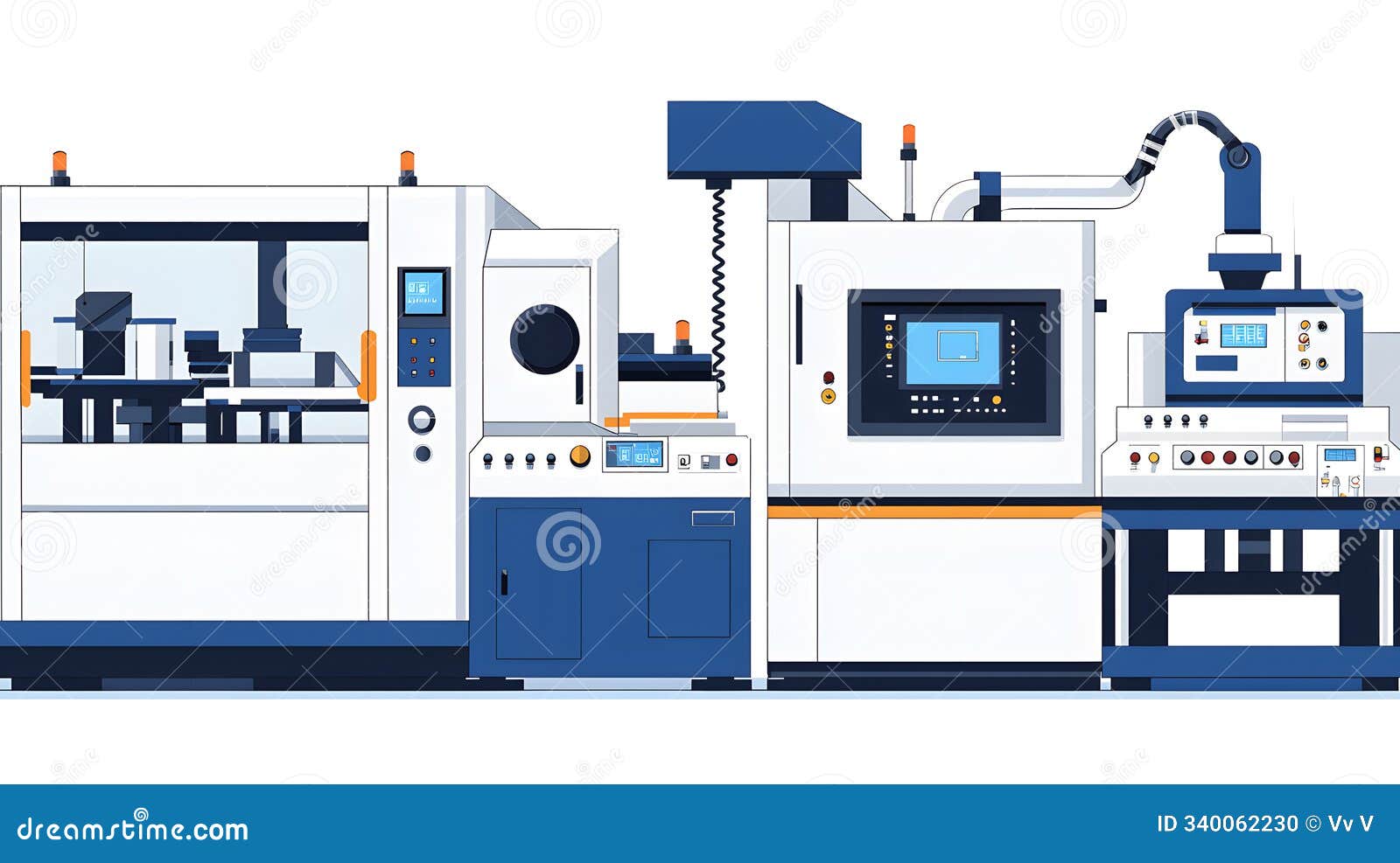 Modern Industrial Machine Setup for Manufacturing Stock Illustration ...