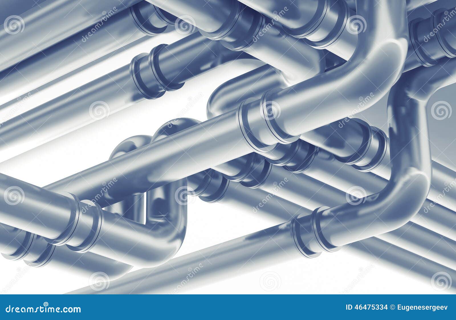 Modern Industrial Metal Pipeline Fragment. 3d Render Stock Illustration ...