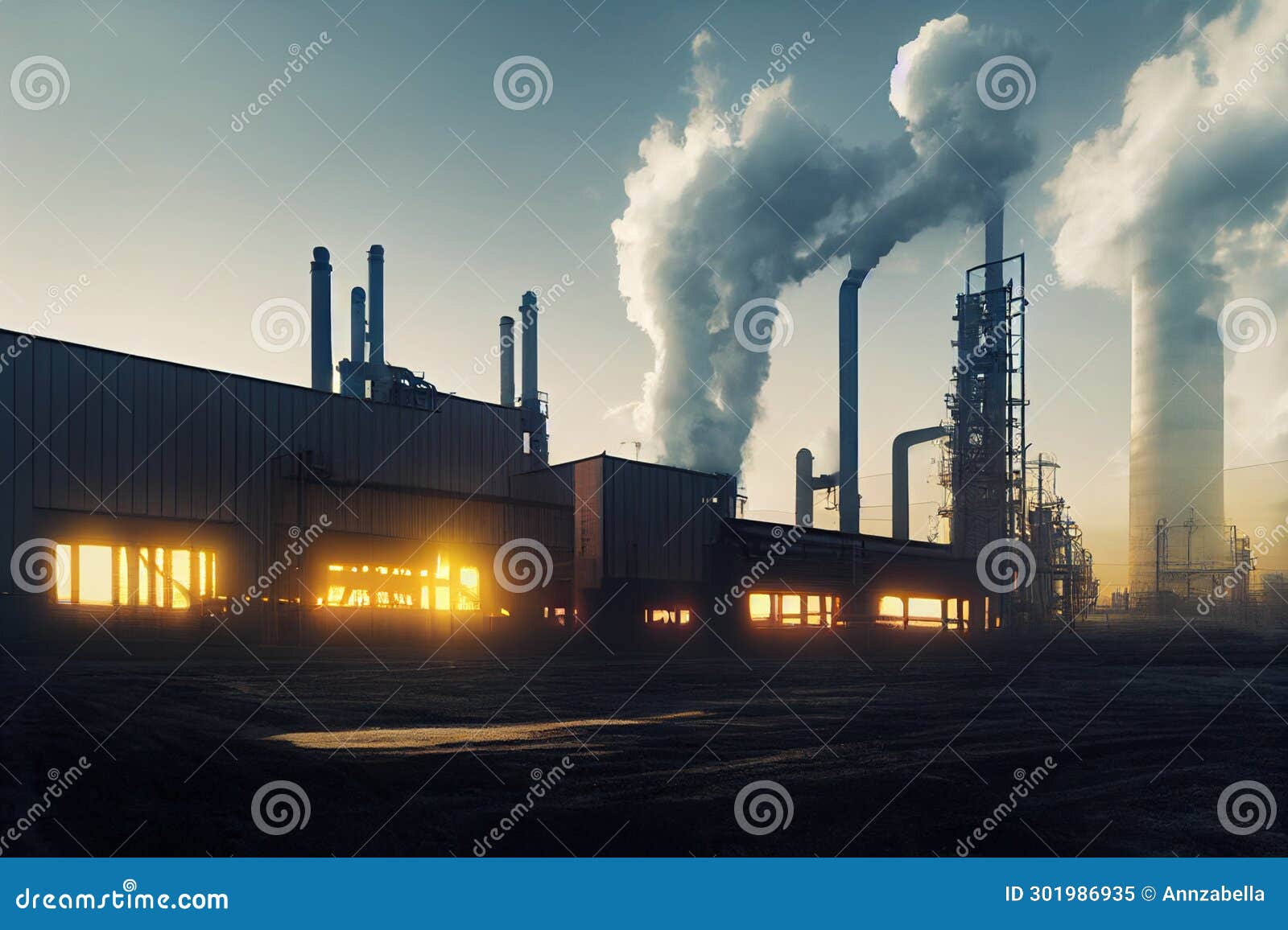 Modern Industrial Plant 3d Visualization, Production Manufacturing ...