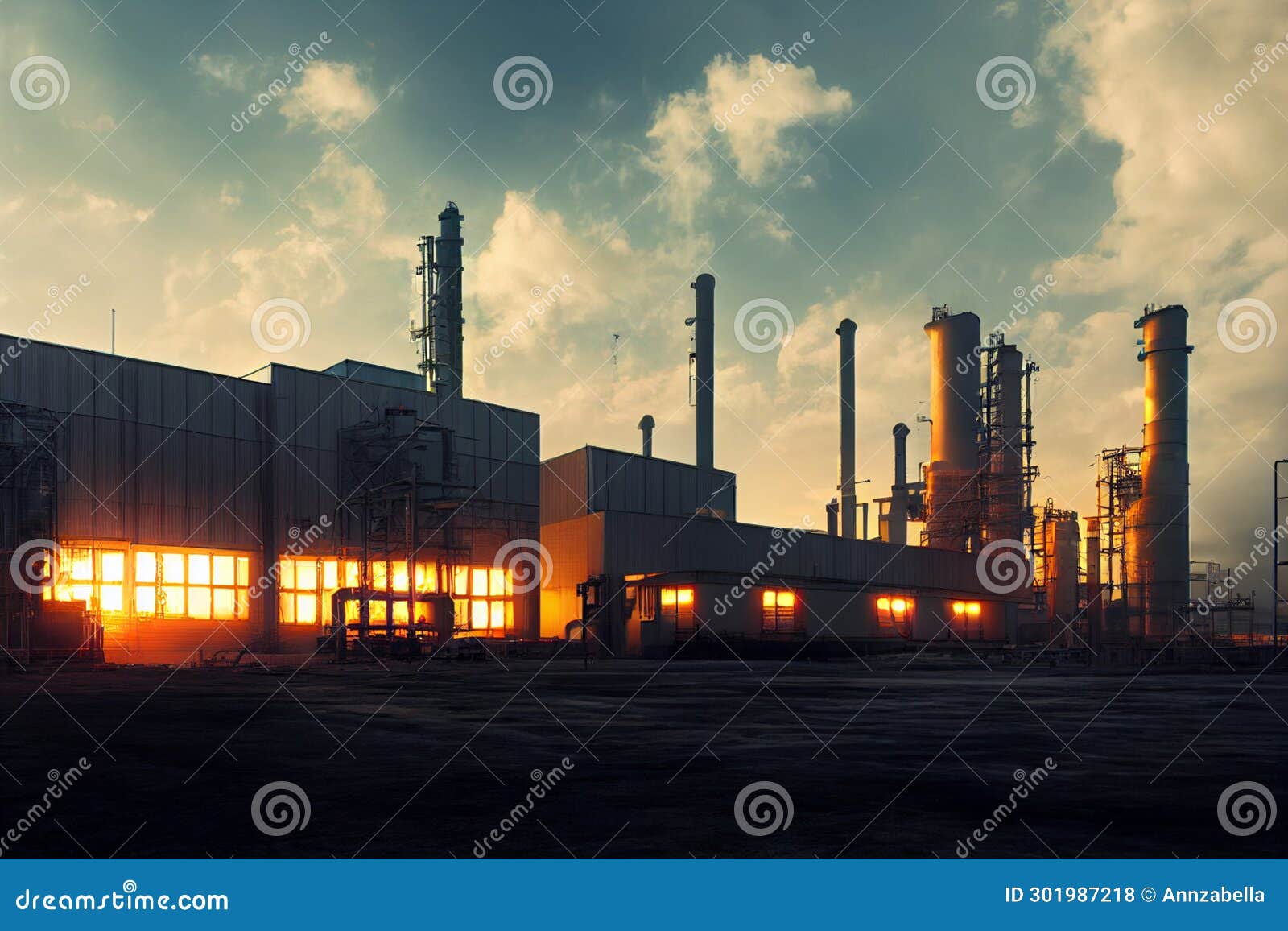 Modern Industrial Plant 3d Visualization, Production Manufacturing ...