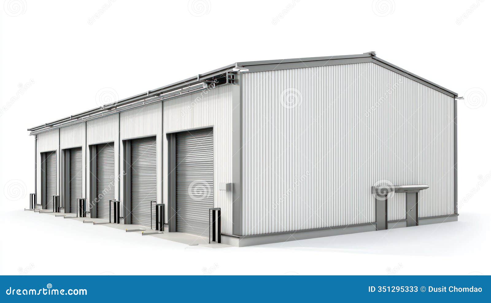 Modern Industrial Warehouse with Multiple Loading Bays and Metal ...