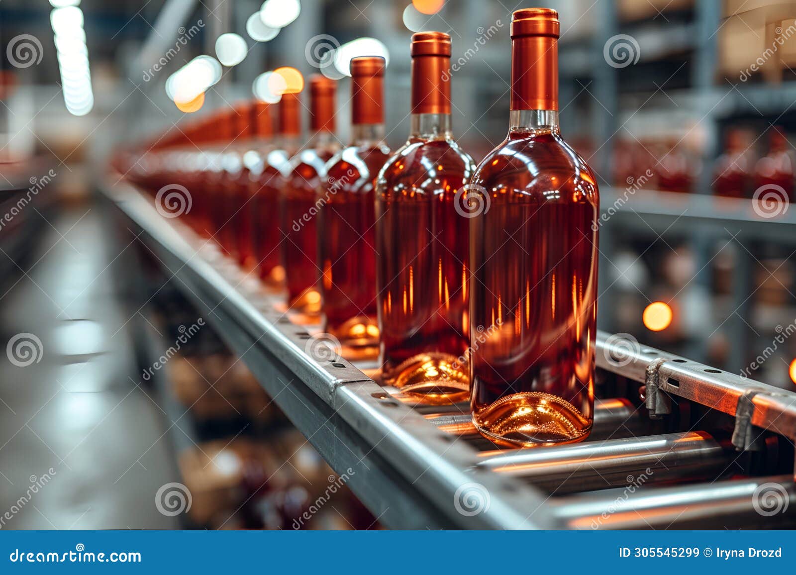 Modern Industrial Wine Bottle Production, Line Process Stock ...