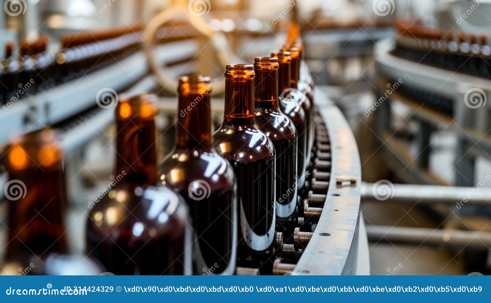 Modern Industrial Wine Bottle Production Line Process Stock Image ...