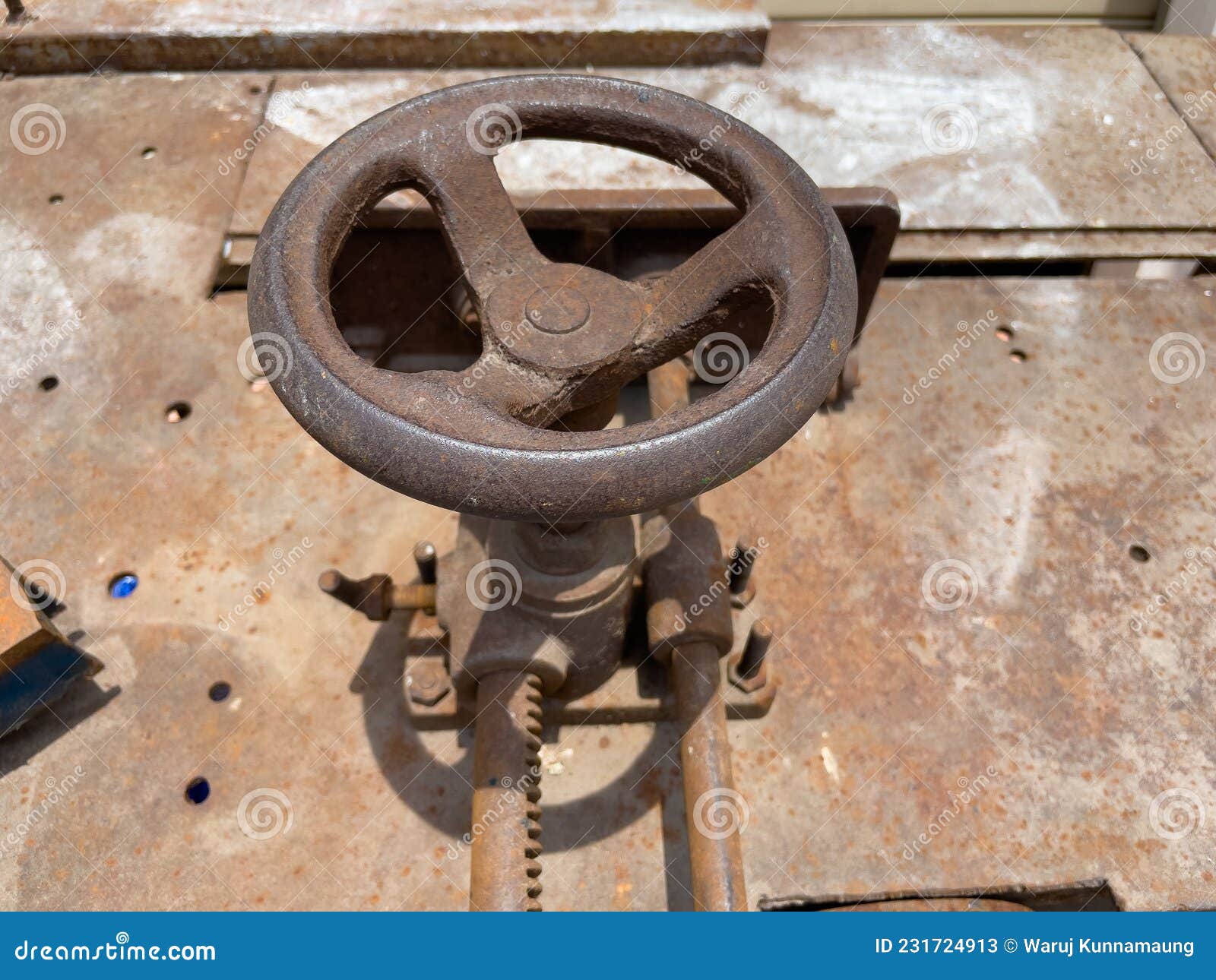 Rust on Hand Crank of the Lathe. Stock Image - Image of industry, font ...