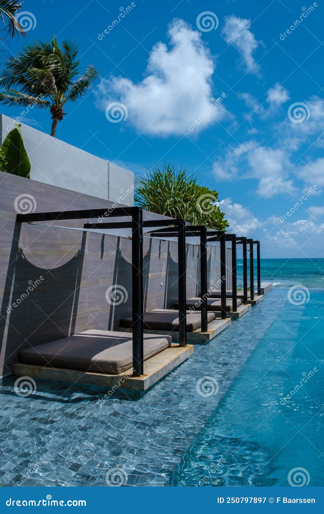 Modern Infinity Pool at the Beach Stock Image - Image of recreation ...
