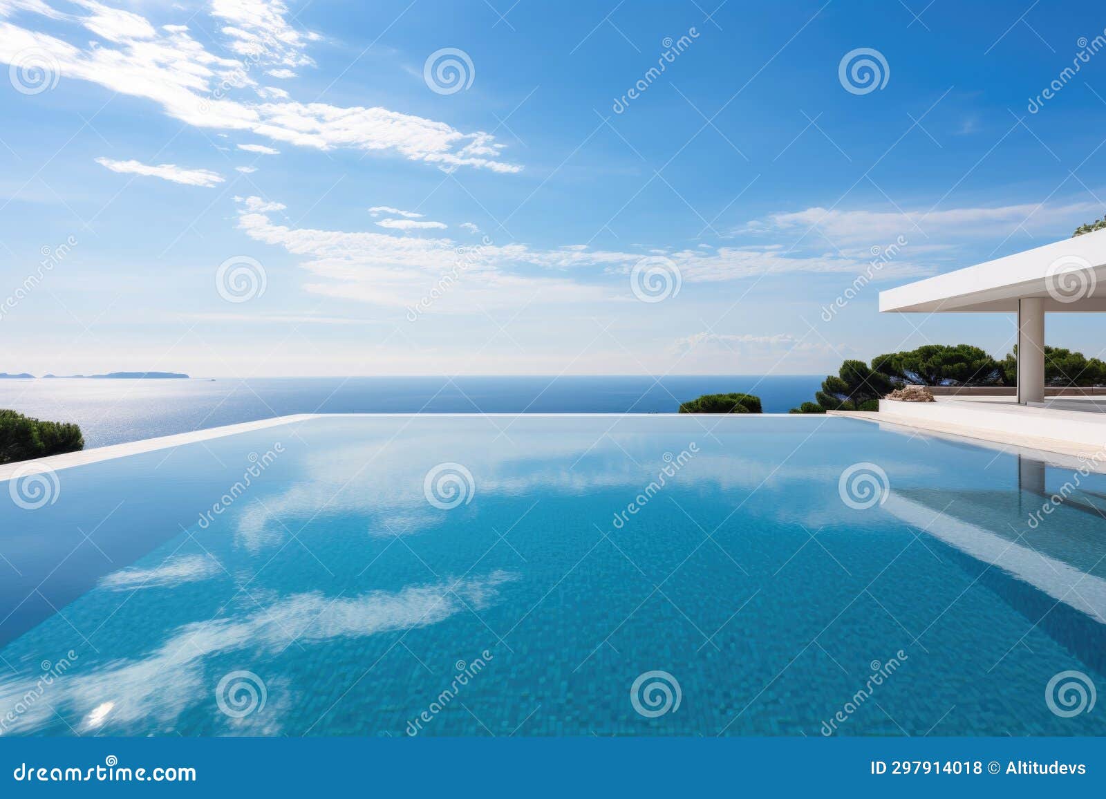 Modern Infinity Pool Facing the Mediterranean Stock Photo - Image of ...