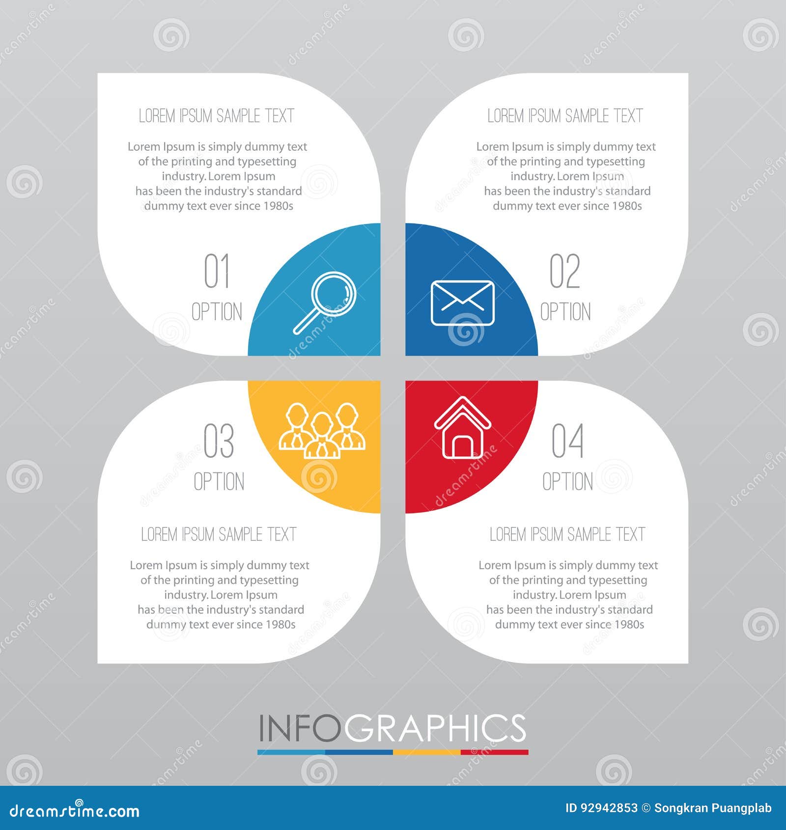Modern Info-graphic Template for Business with Four Steps Multi-Color ...