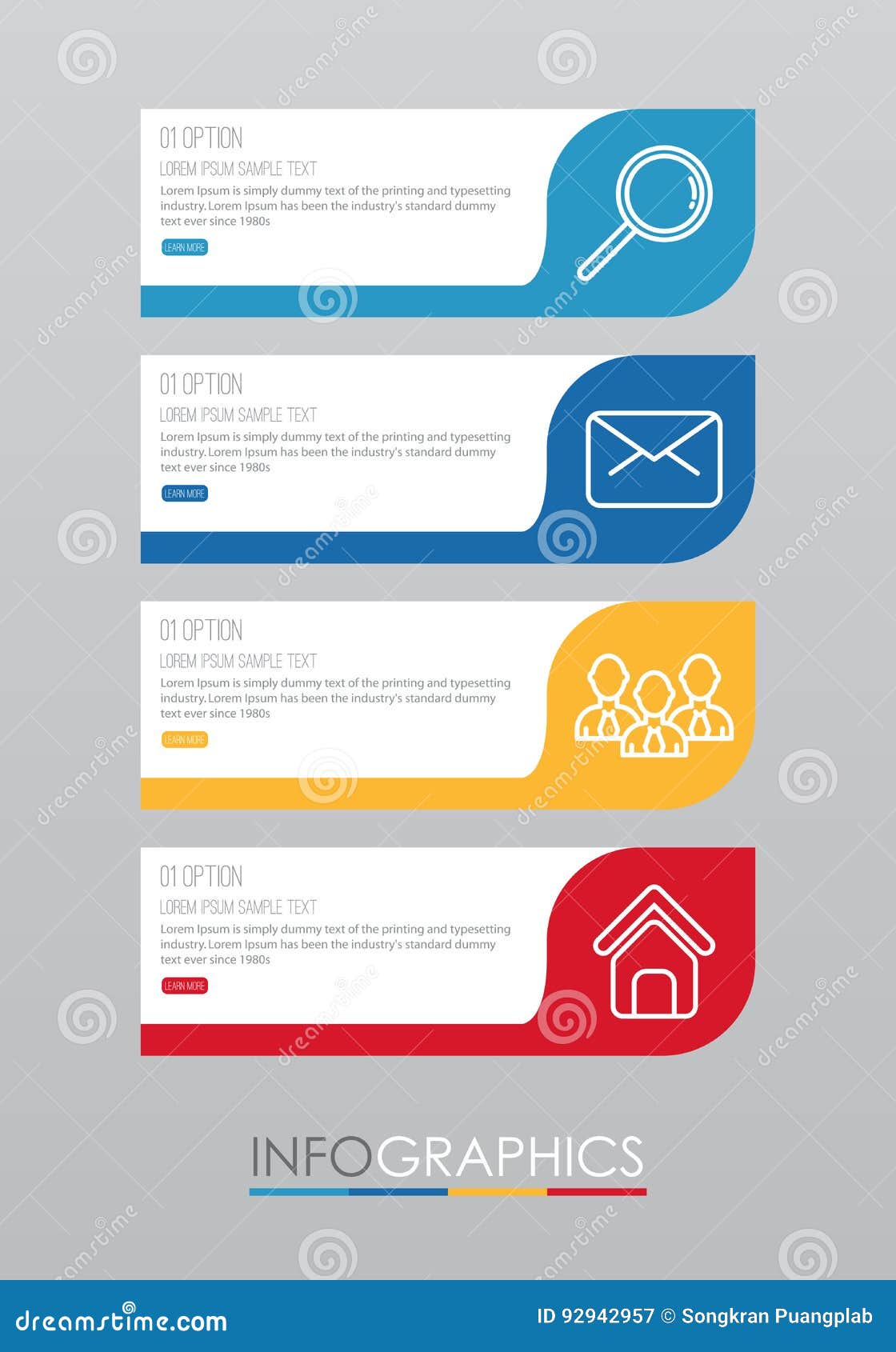 Modern Info-graphic Template for Business with Four Steps Multi-Color ...