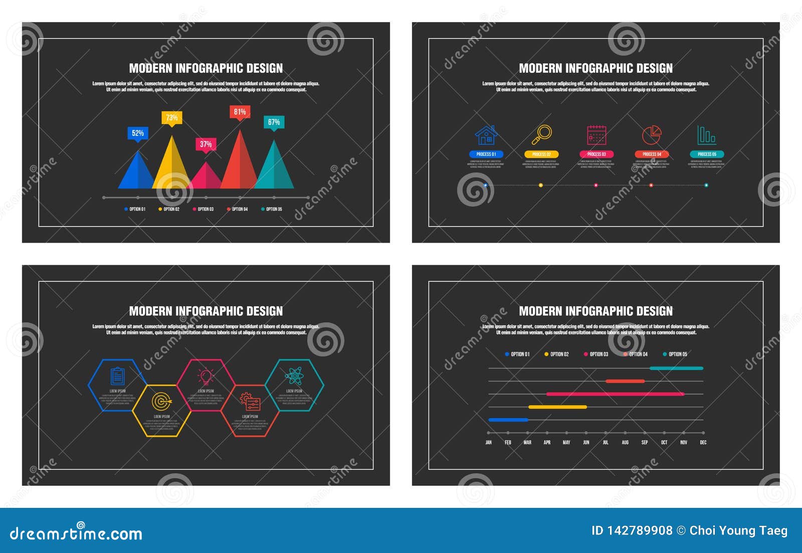 MODERN INFOGRAPHIC CHART VECTOR DESIGN SET Stock Vector - Illustration ...