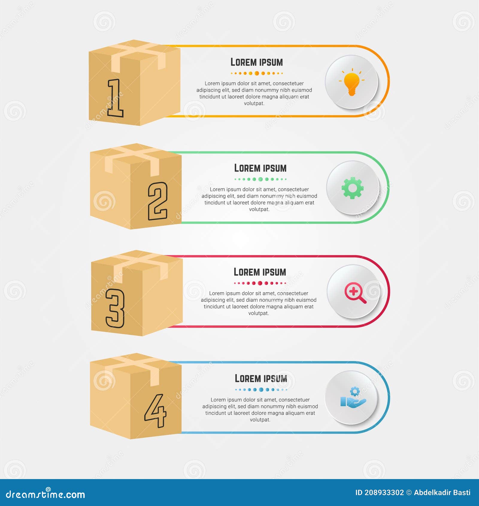 Modern Infographic with 3d Packaging Boxes Stock Vector - Illustration ...