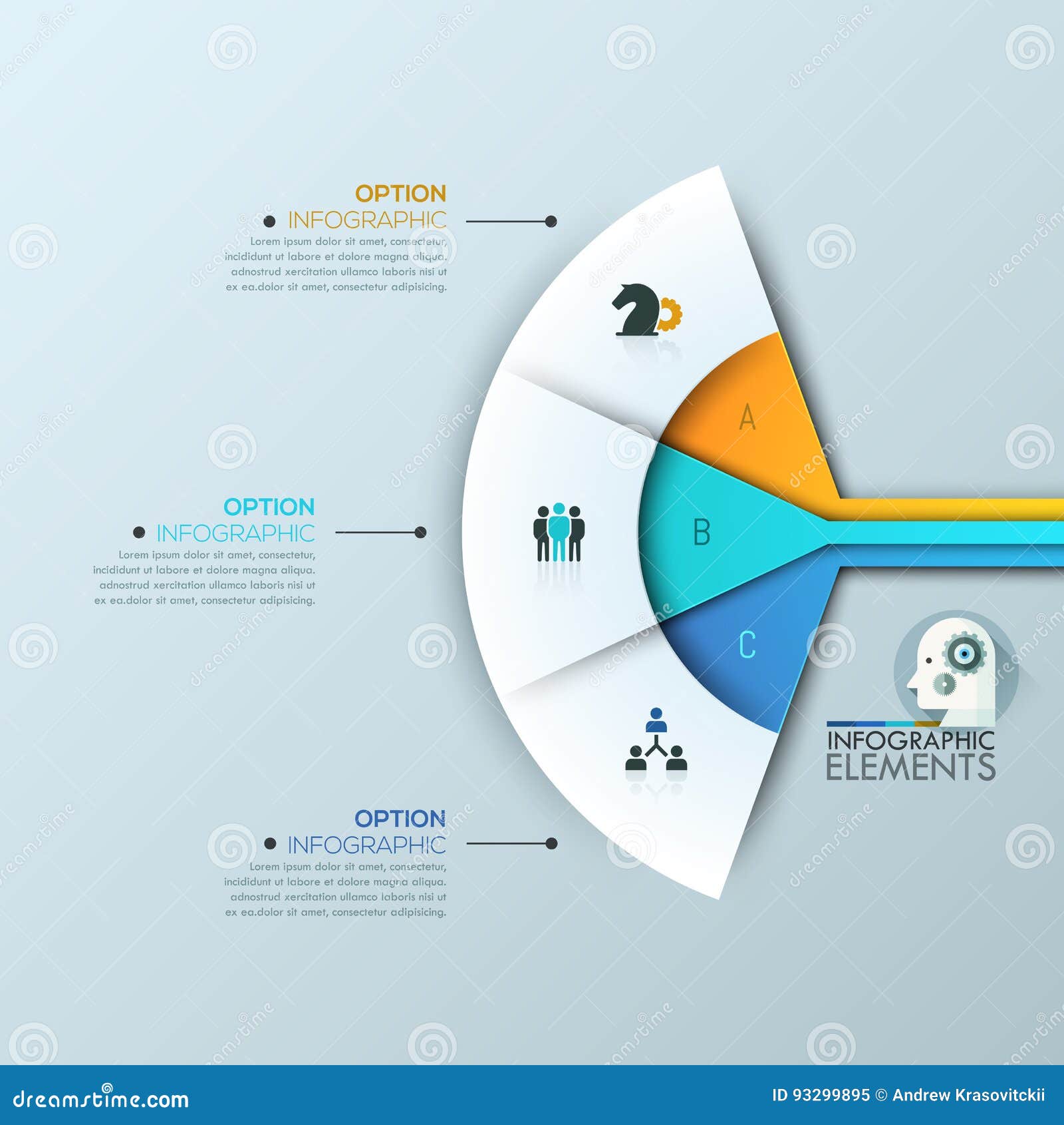 Modern Infographic Design Layout, 3 Connected Sectoral Lettered ...
