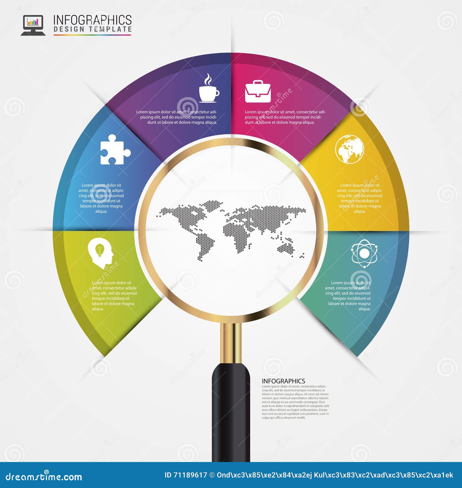 Modern Infographic Design with Magnifier. Vector Stock Vector ...