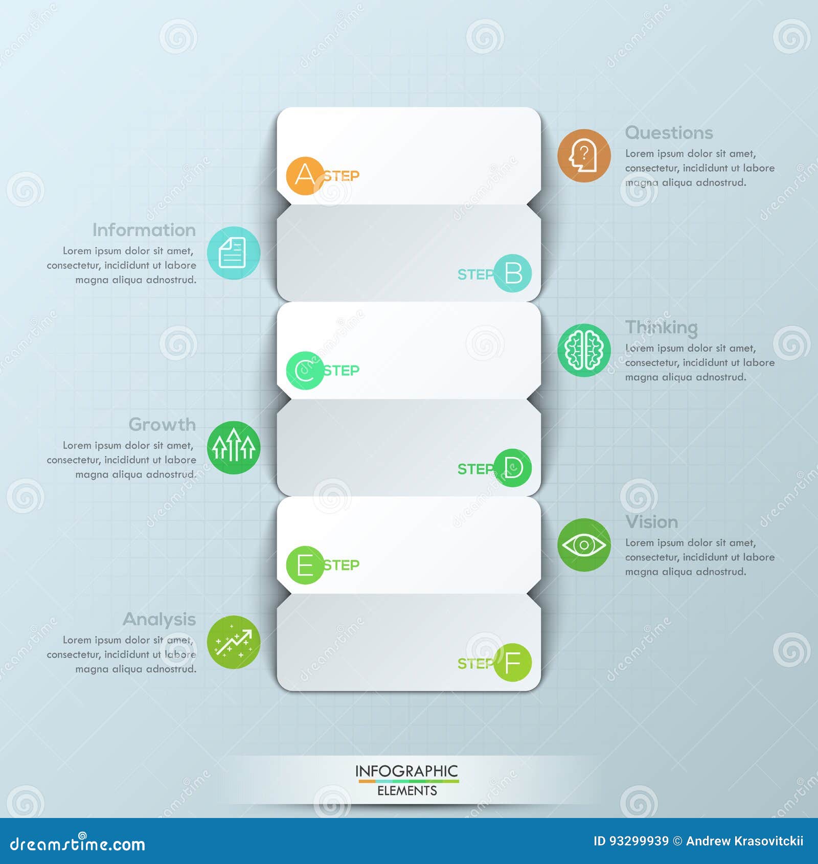 Modern Infographic Design Template, 3 Double-sided Paper Cards with ...