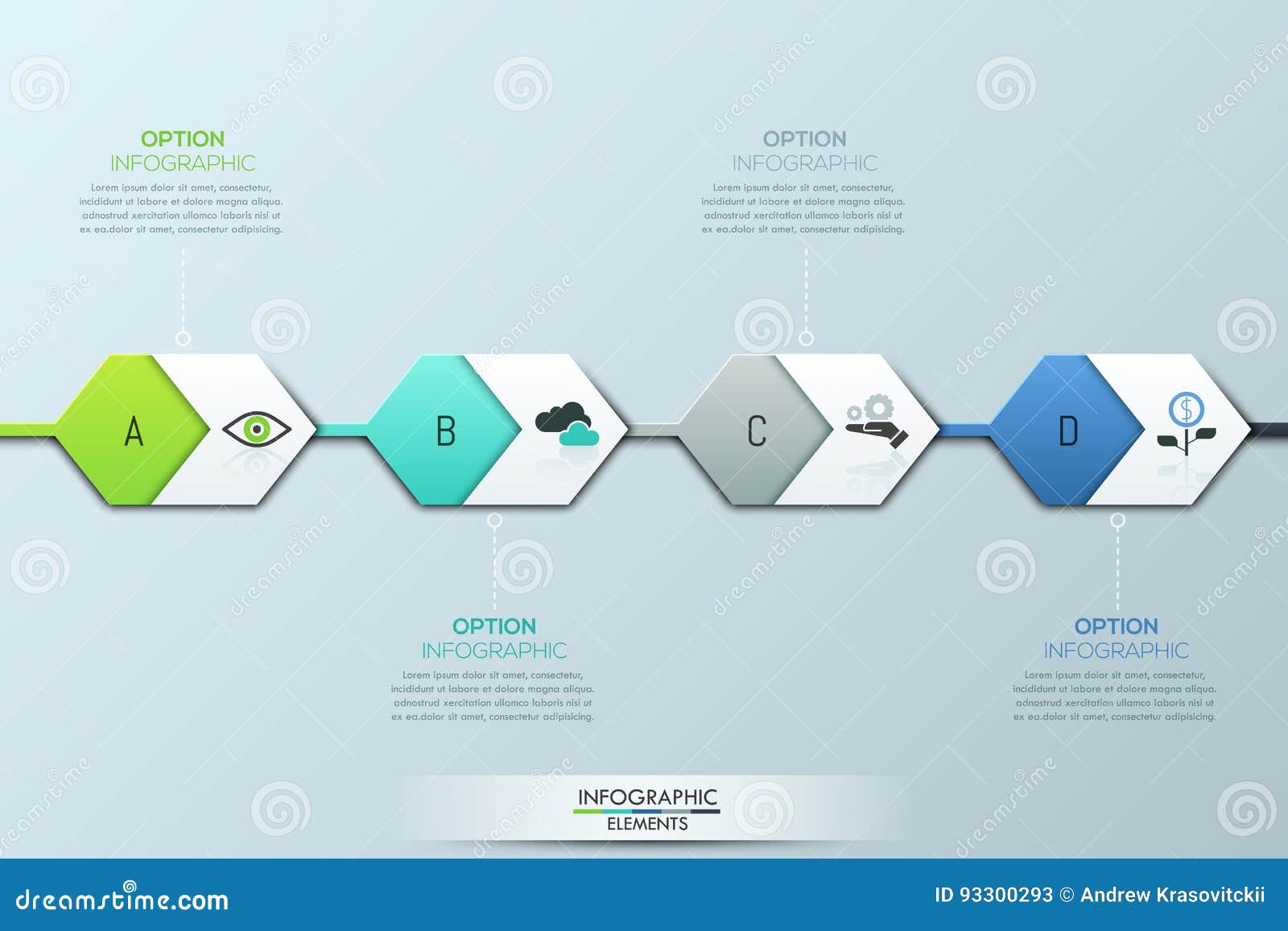 Four Successively Connected Rectangular Elements With Numbers, Thin ...