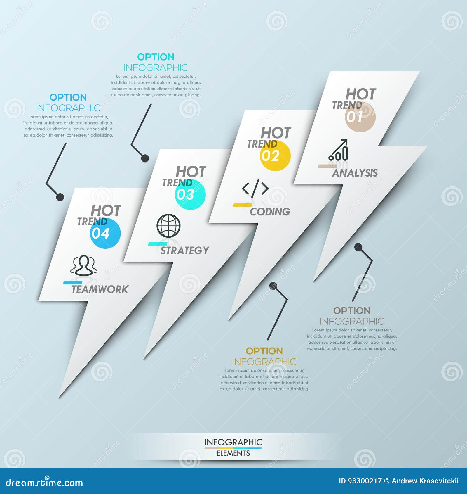 Modern Infographic Design Template - 4 Overlapping Elements in Shape of ...