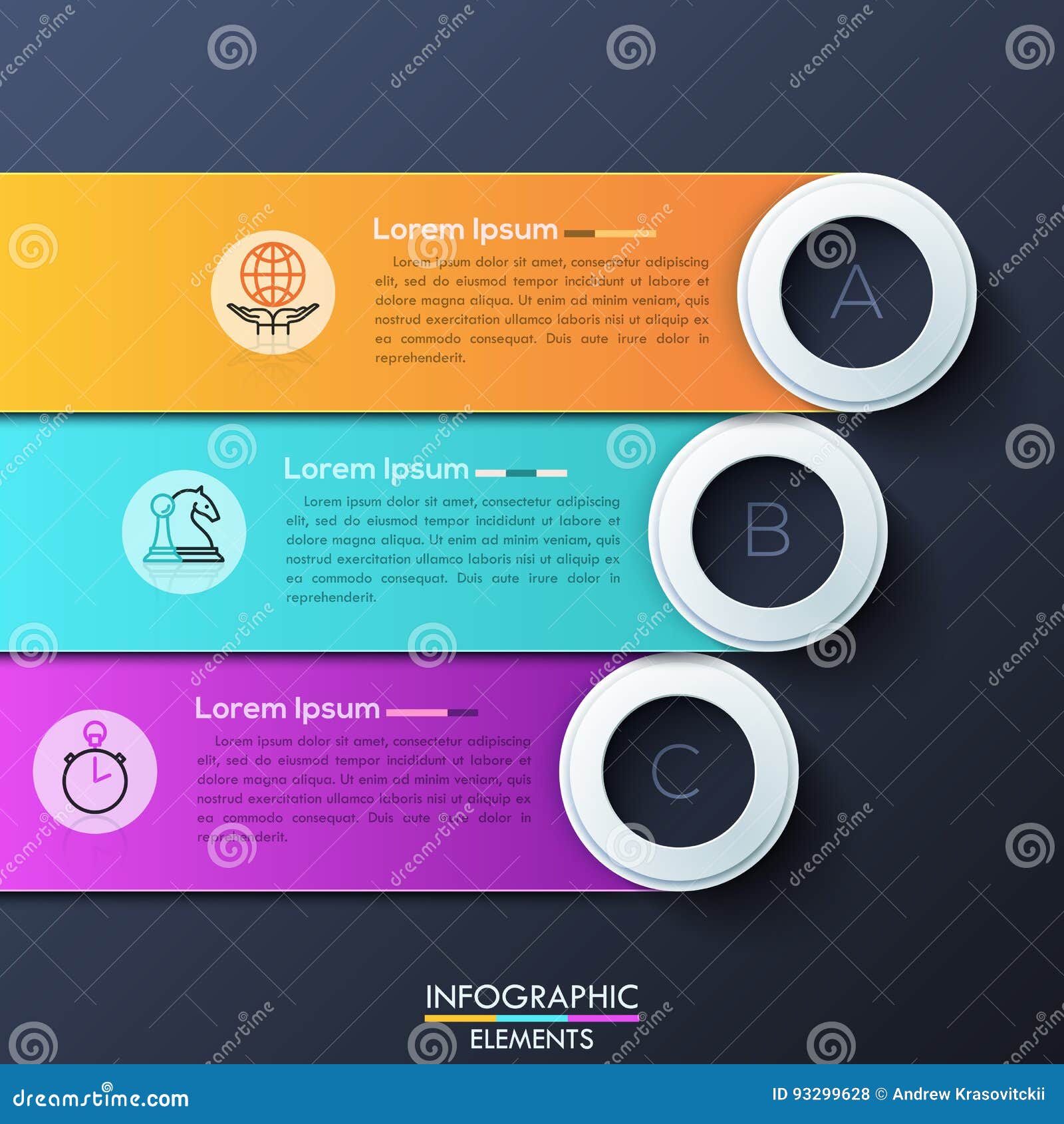 Modern Infographic Design Template with 3 Overlapping Rounded ...