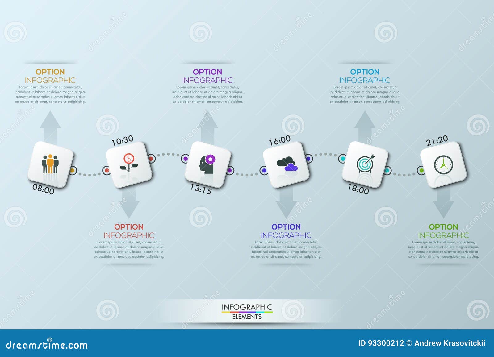 Modern Infographic Design Template, Six Squares and Text Boxes ...