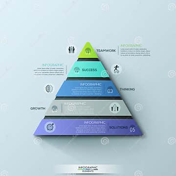 Modern Infographic Design Template, Triangular Chart with 5 Numbered ...