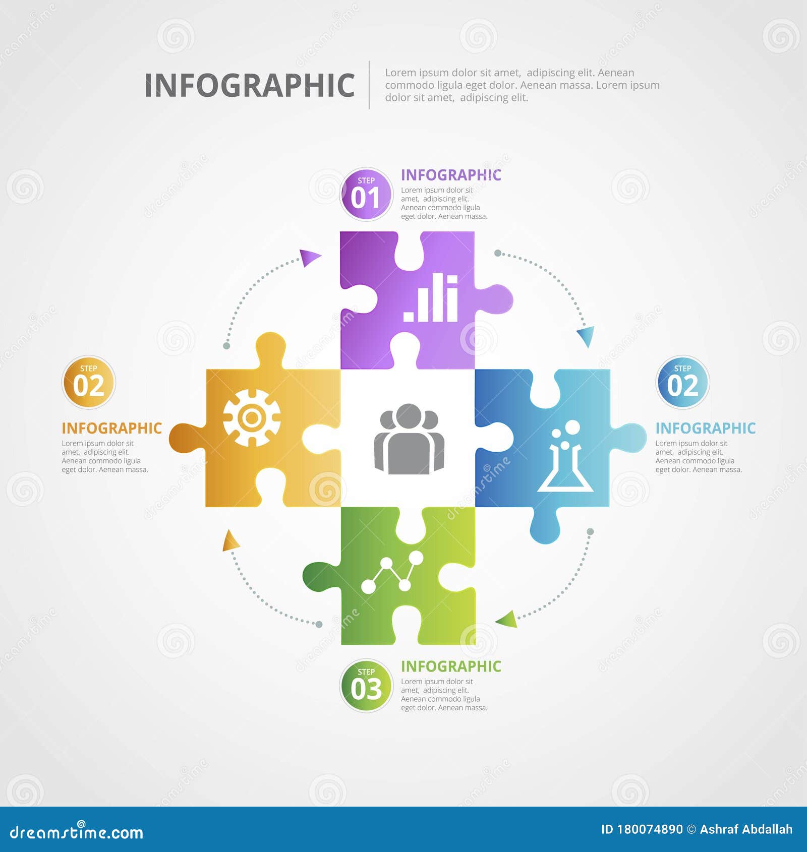 Creative Puzzles Steps Collection Colorful Business Infographic ...