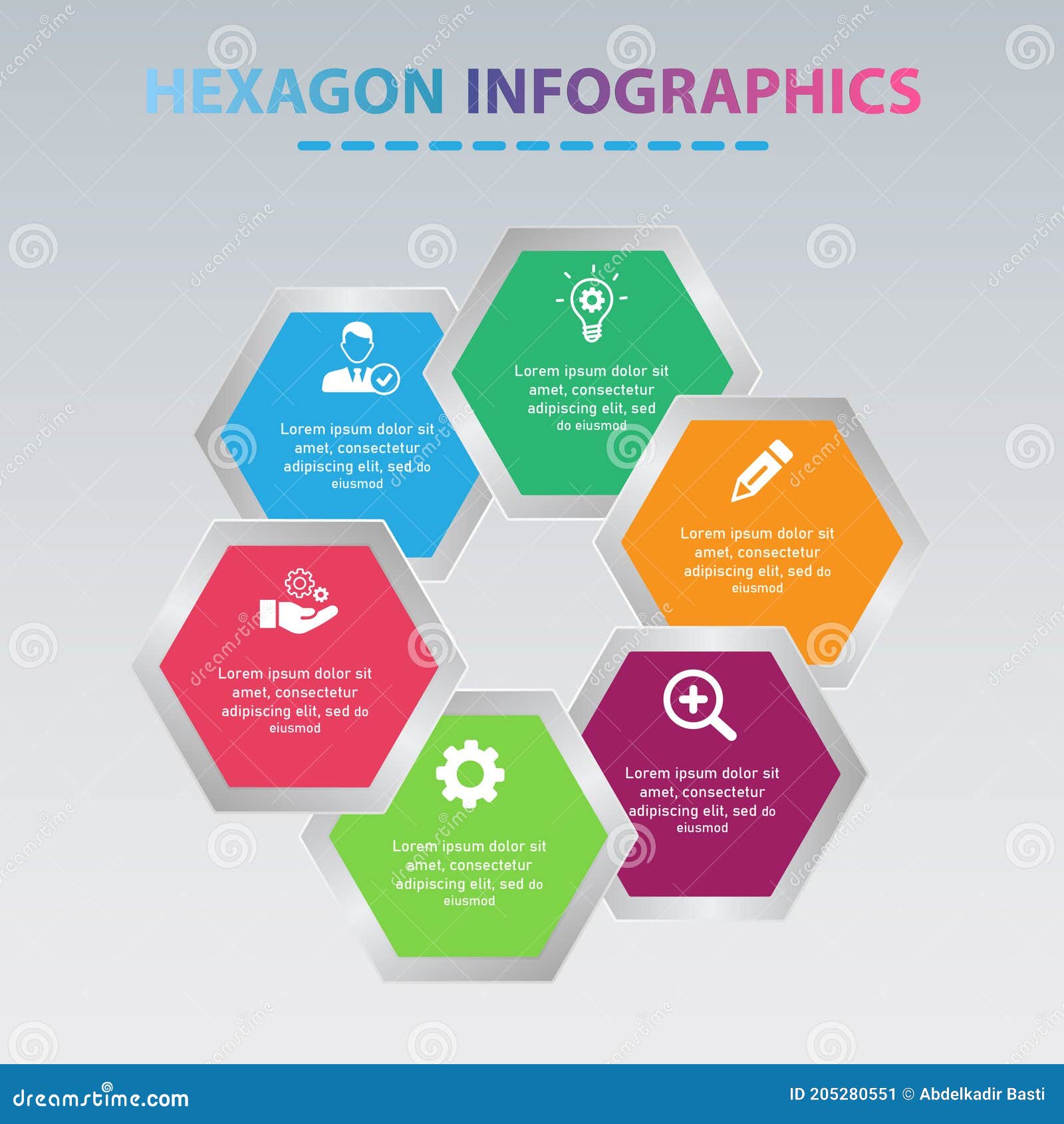 Modern Infographic Hexagonal Design. Business Infographic Template with ...