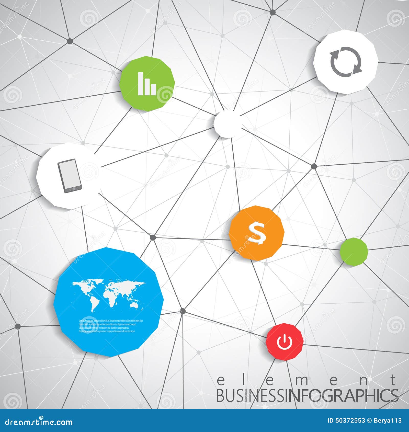 Modern Infographic Network Template with Place for Your Text. Can Be ...