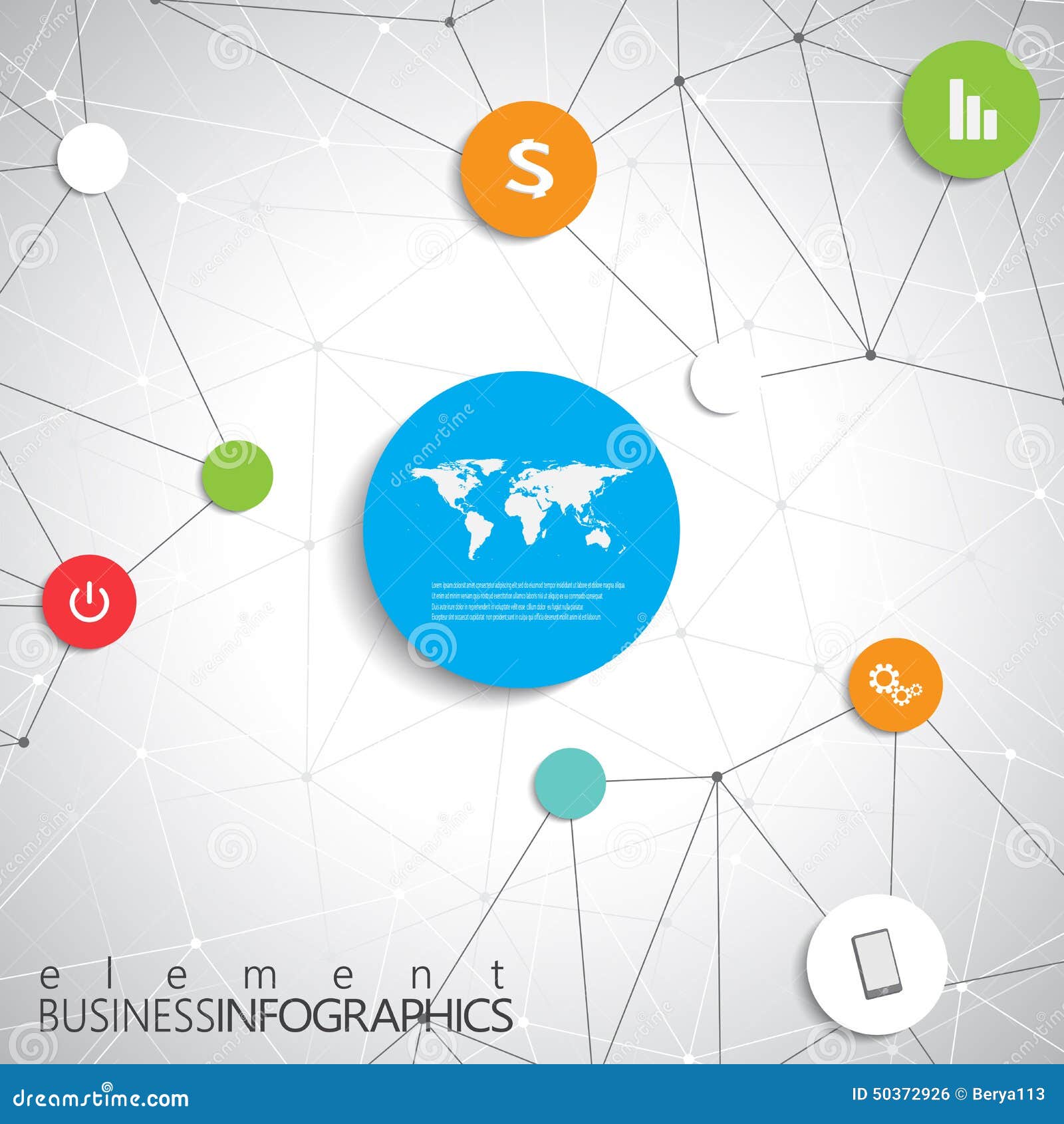 Modern Infographic Network Template with Place for Your Text. Can Be ...
