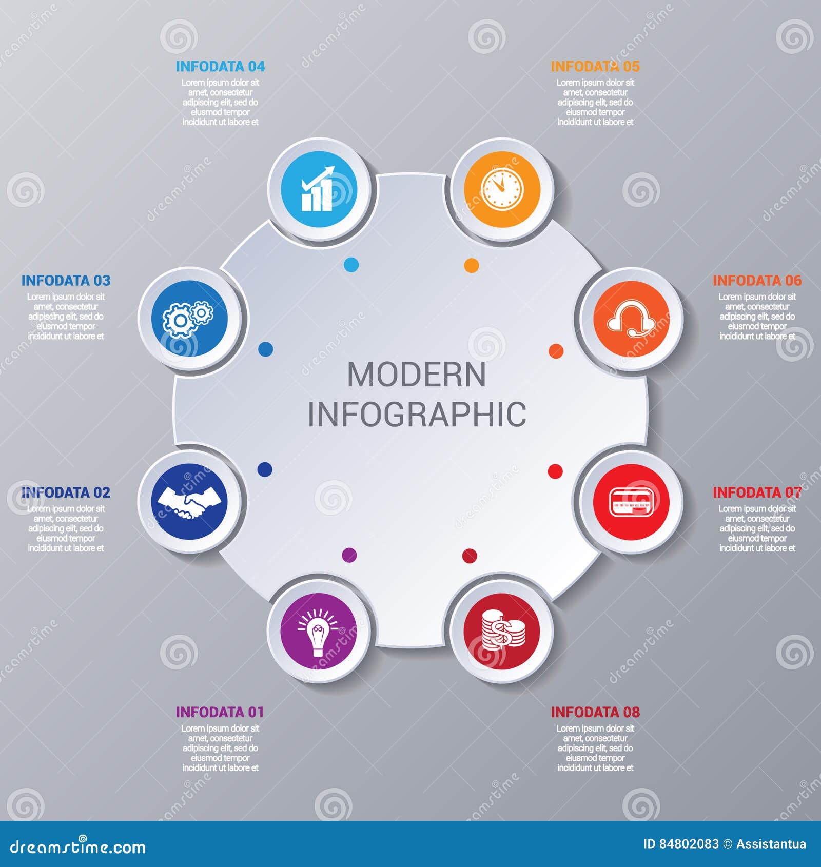 Modern Infographic Numbered 8 Options. Stock Vector - Illustration of ...