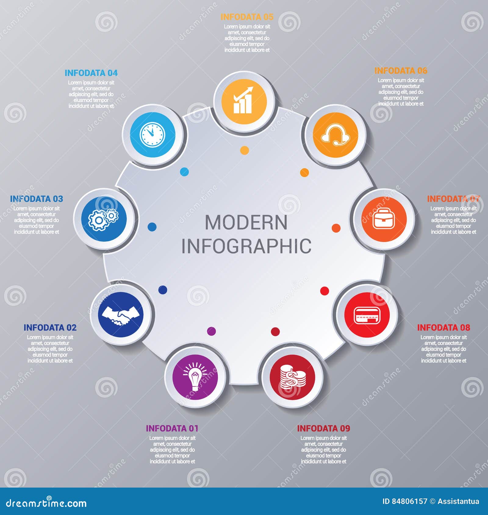 Modern Infographic Numbered 9 Options. Stock Vector - Illustration of ...