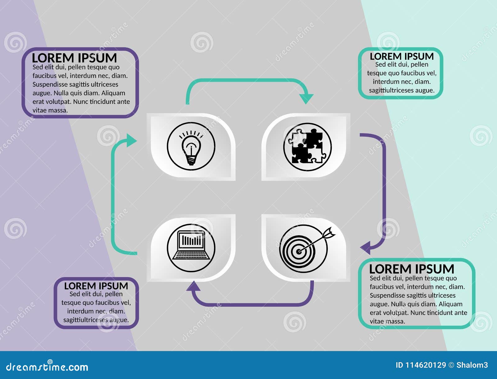 Modern Infographic Process Visualization Template, Horizontal ...