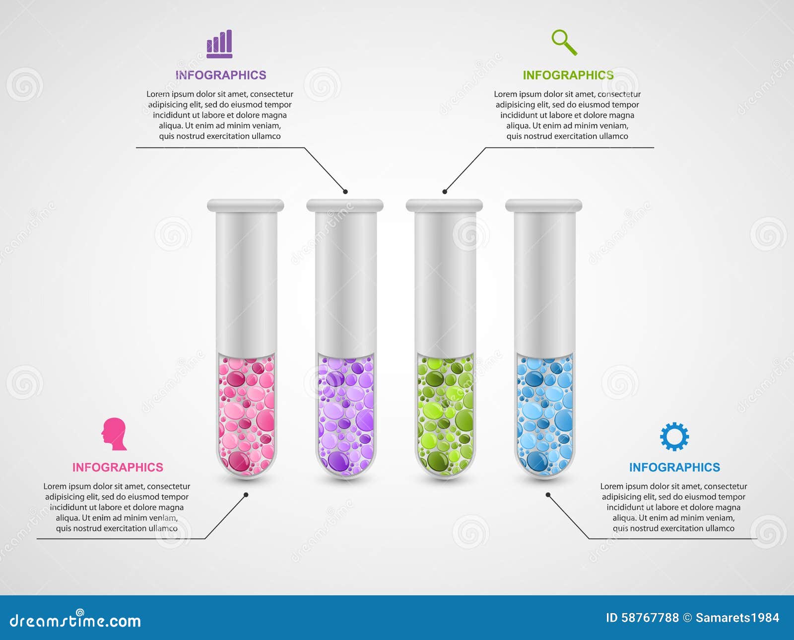 Modern Infographic on Science and Medicine in the Form of Test Tubes ...