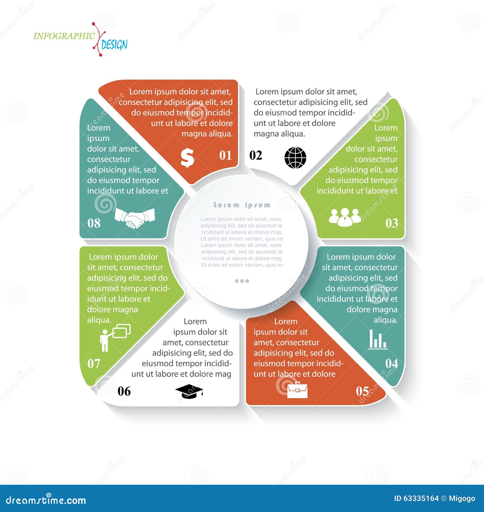 Modern Infographic Template with Eight Segments Stock Vector ...