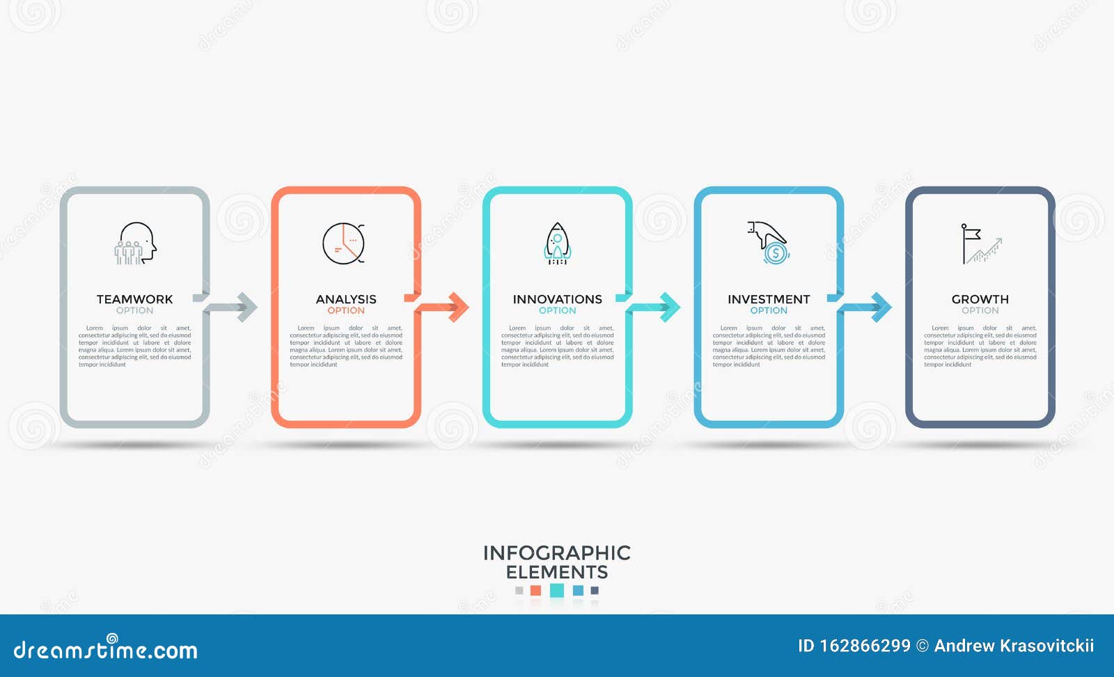 Five Rectangular Elements With Year Indication Inside Successively ...