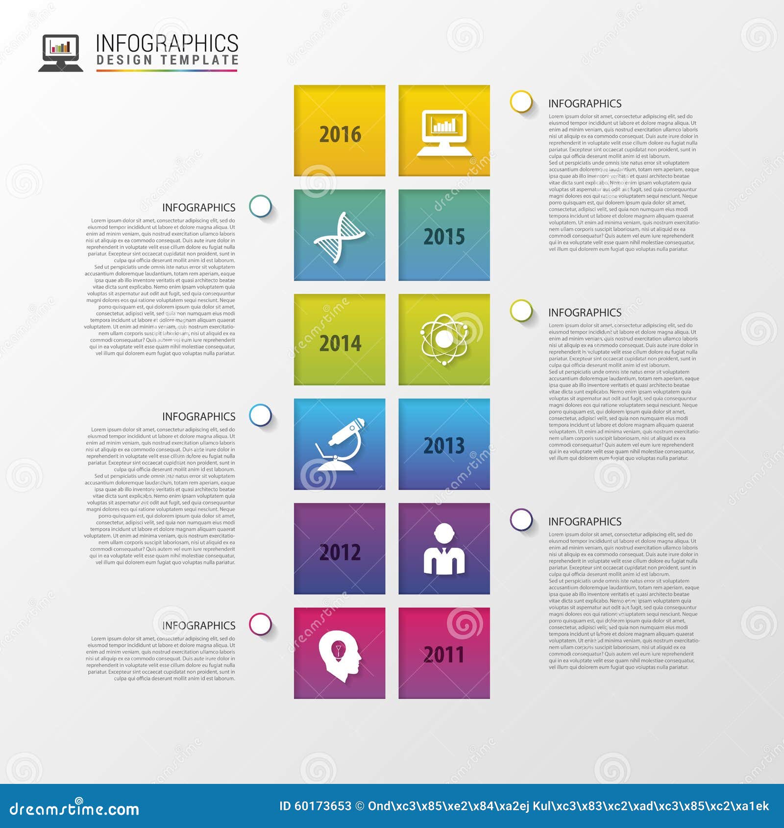 Modern Infographic Timeline. Square Style. Design Template Stock Vector ...